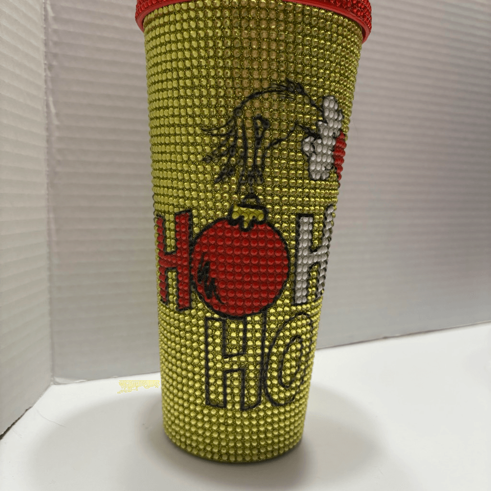 Dr Seuss The Grinch Rhinestone Tumbler Green Red White Ho Ho Ho Grinch ...