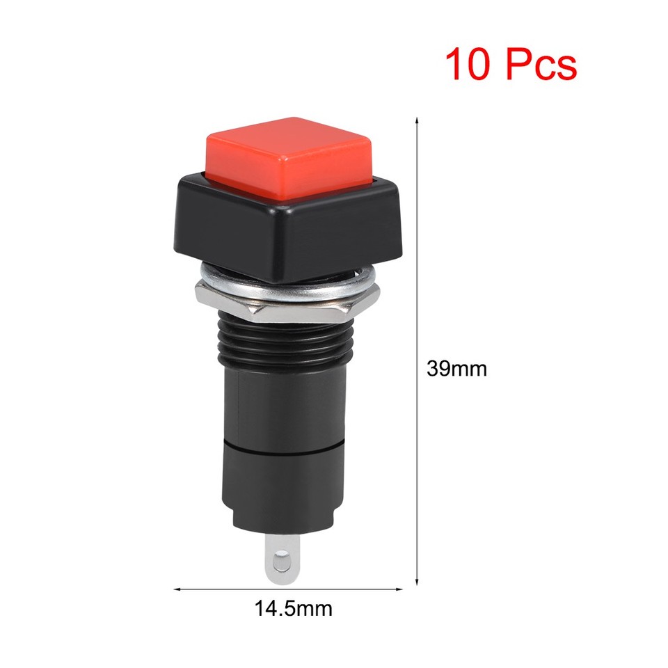 10pack 12mm Red Momentary Push Button Switch Square Flat Button SPST NO ...