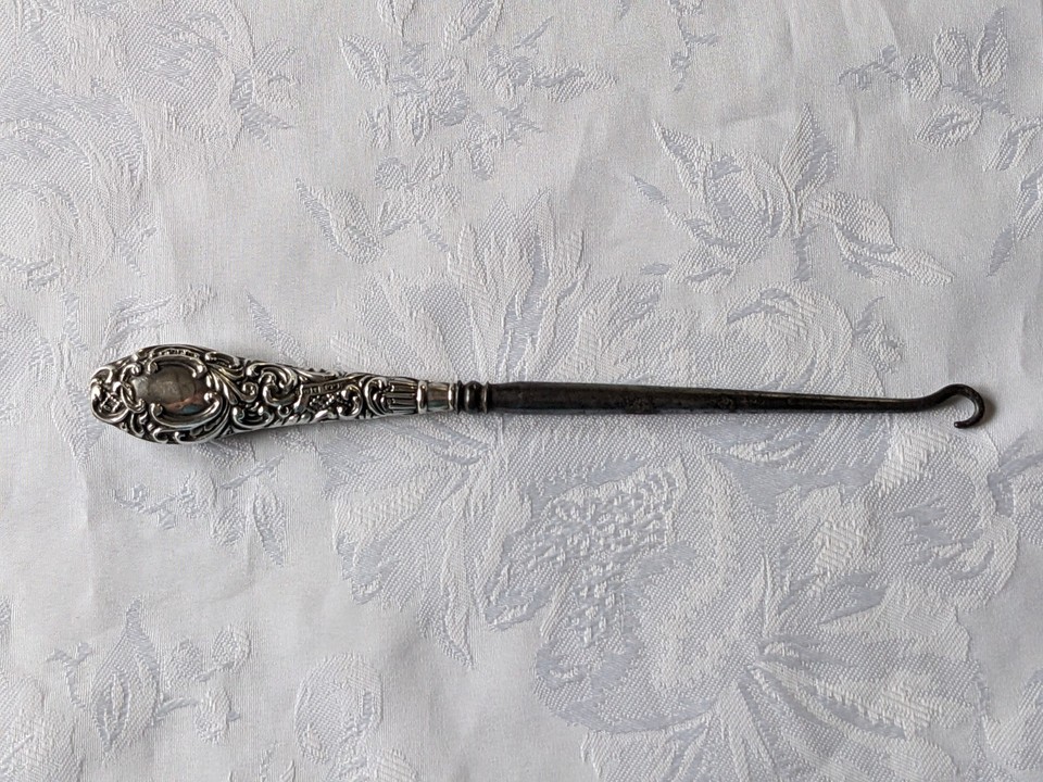 Antique 1901 MJJ Birmingham Sterling Silver Button Hook Sewing Mum Nan ...