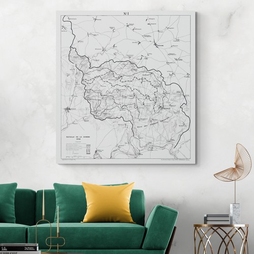 1916 Battle of the Somme Map – WW1 Trench Warfare, Frontlines ...