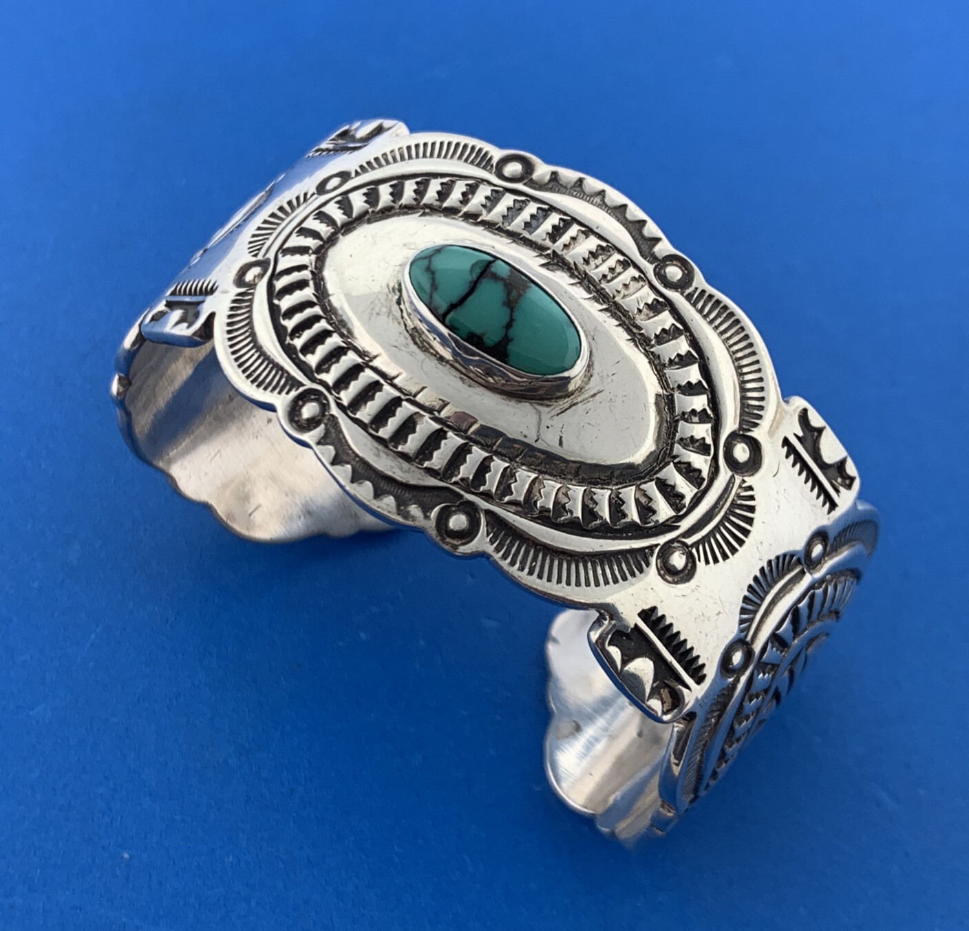 Rudy Willie Joe Delgarito Navajo 925 Sterling Silver Turquoise Cuff ...