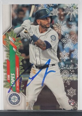 TIM LOPES Signed 2020 Topps Holiday BASEBALL CARD Seattle Mariners ...