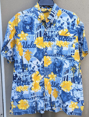 Men's Social Awearness Short Sleeve Large UCLA Button Hawaiian Shirt ...