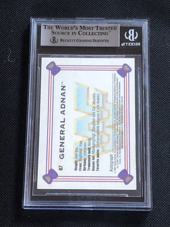 GENERAL ADNAN 1991 CLASSIC WWF WRESTLING SIGNED AUTOGRAPHED CARD BAS ...