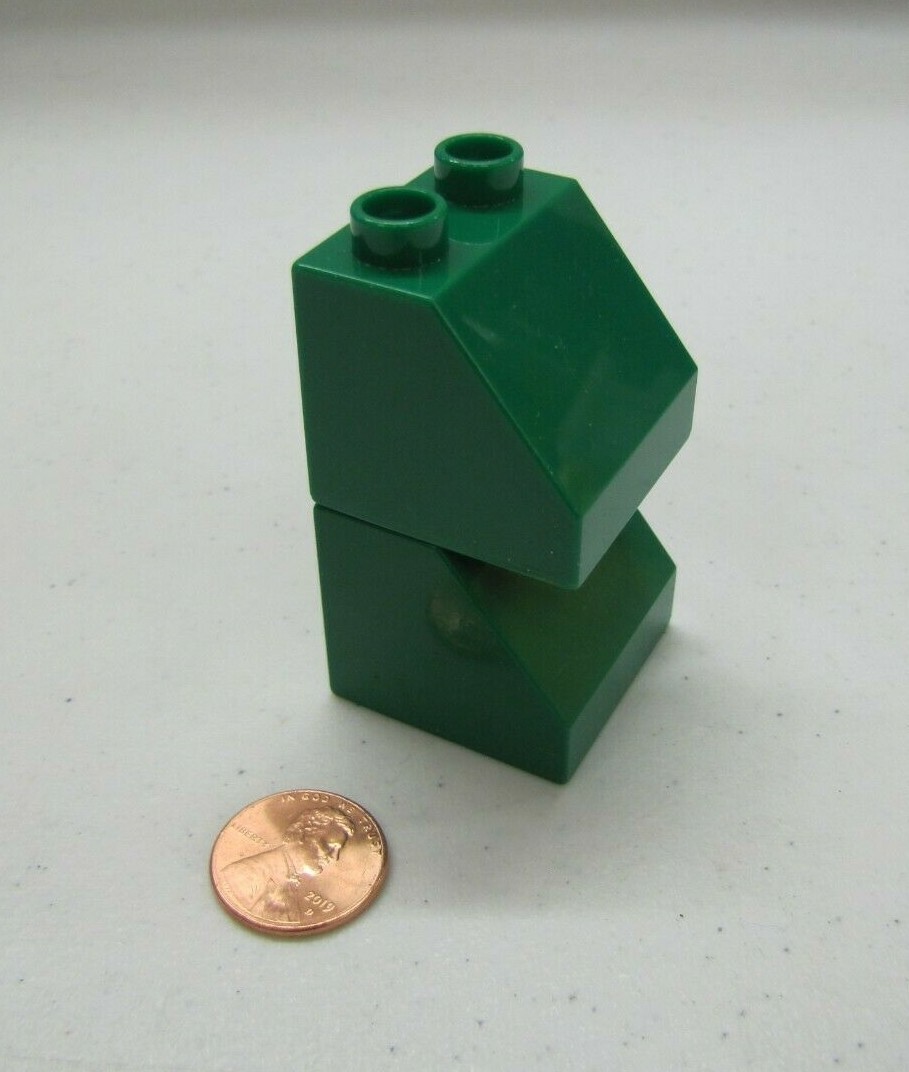 Lego Duplo Block Dark Green 2X2X2 Slope 45 Ramp Brick 2 Block Lot ...