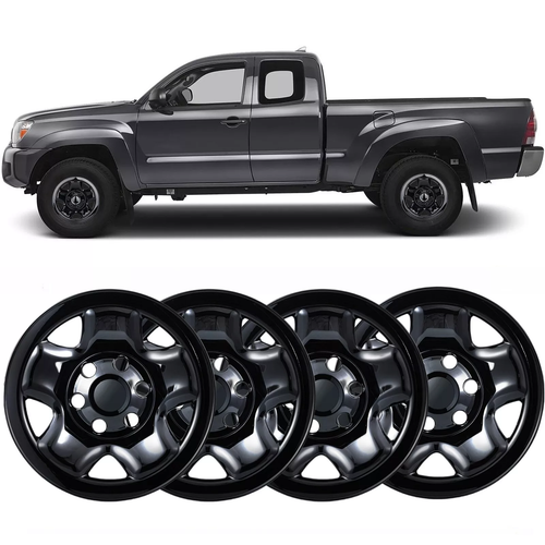 Set of 4 Black Skin Covers Hub Caps FITS 2005-2023 Toyota Tacoma 16 ...