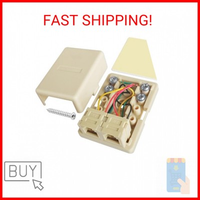 NECABLES Phone Jack Surface Mount Dual Port Telephone Jack Box 4 Screw ...