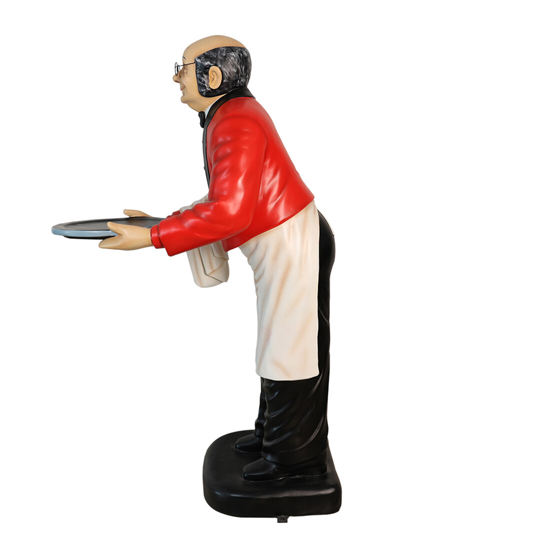 Waiter Old Man Butler Life Size Statue Holding Serving Tray 6FT Indoor ...