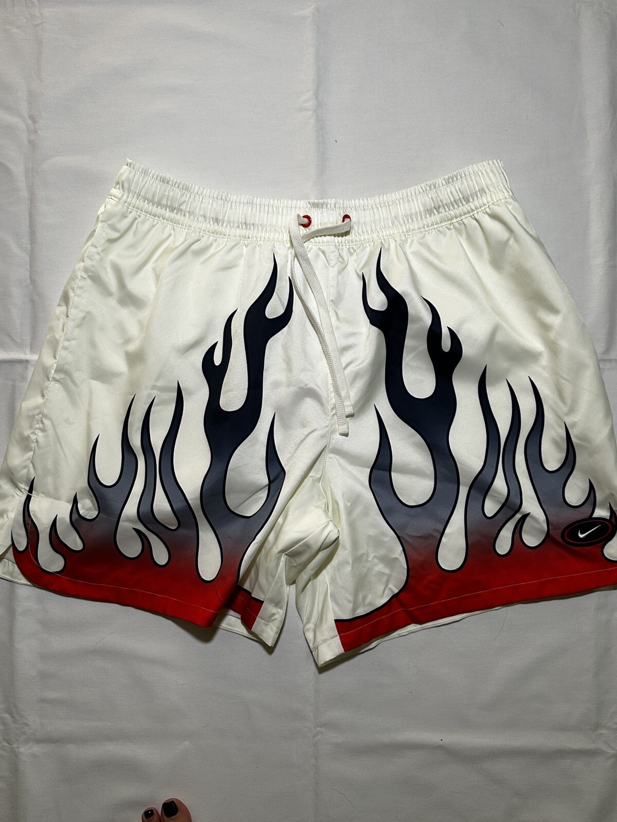 Nike Sportswear Fire Flames Shorts White Red Blue Men’s Size Medium ...