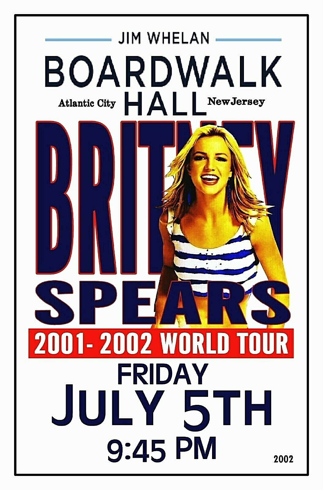 Britney Spears 2002 Concert Poster Gig Poster BOARDWALK HALL Atlantic ...