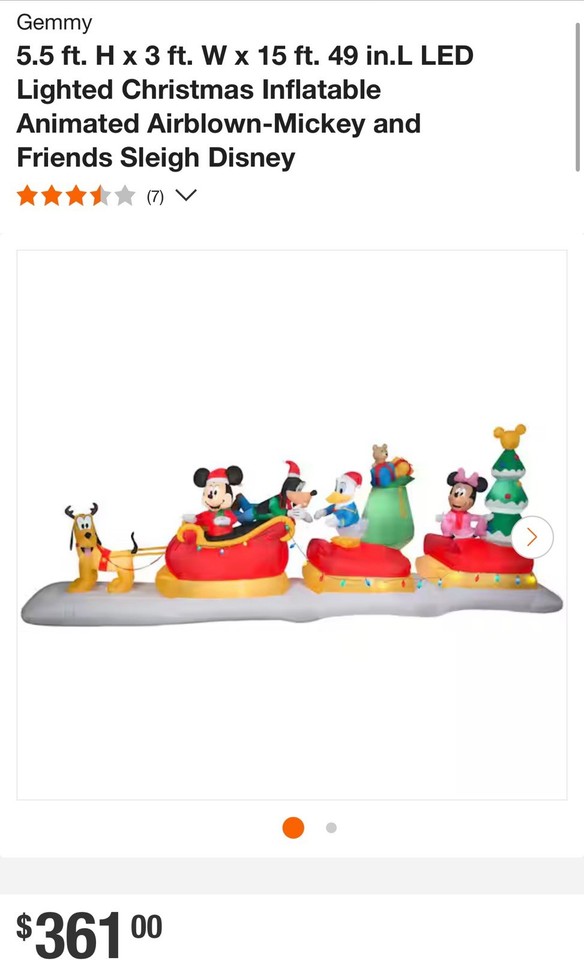 Gemmy 15.5ft Long Animated Disney's Mickey & Friends Sleight Scene ...
