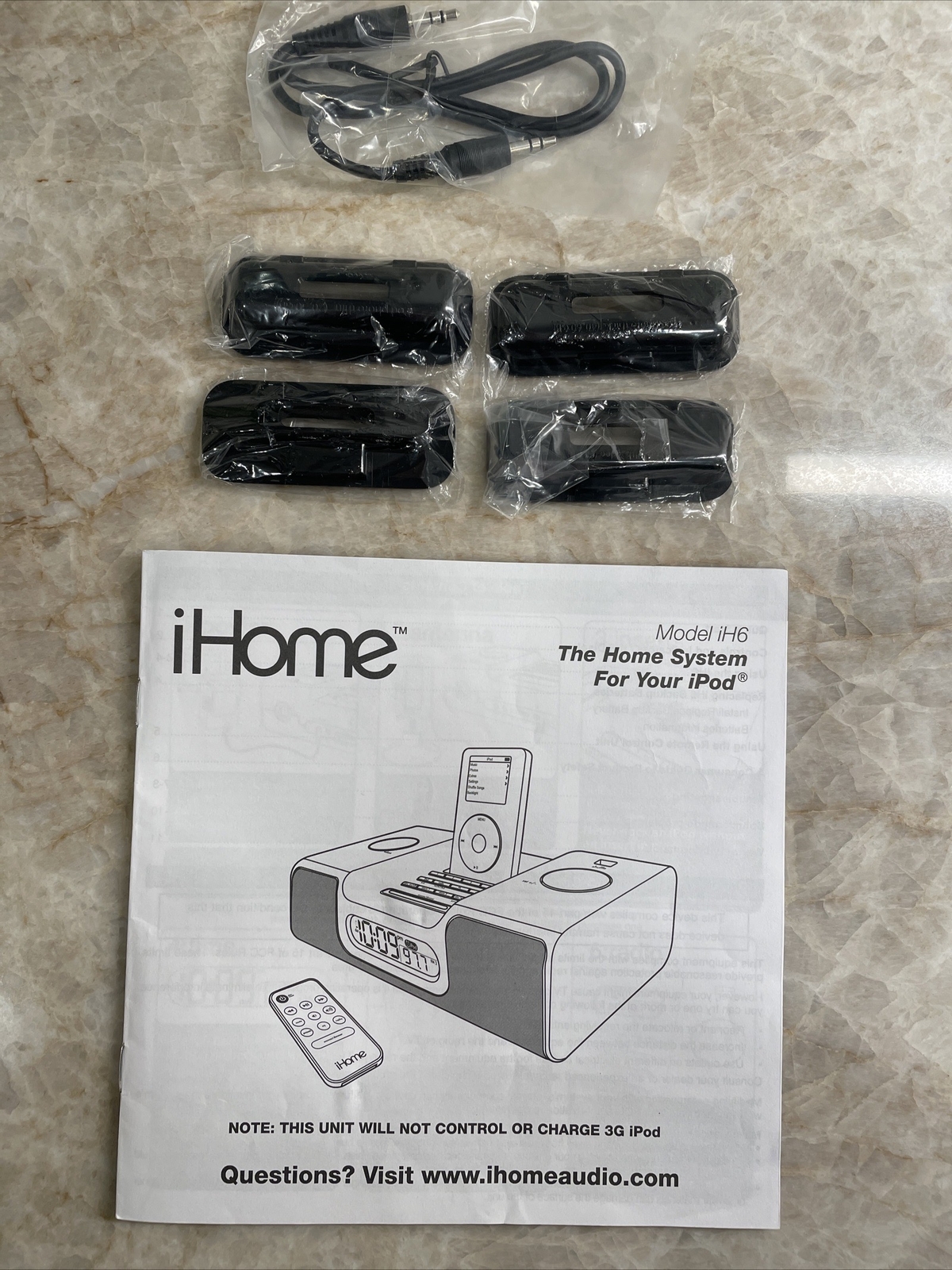 Genuine iHome iH6 or iH8 Remote Control, Instructions, dock adaptors ...