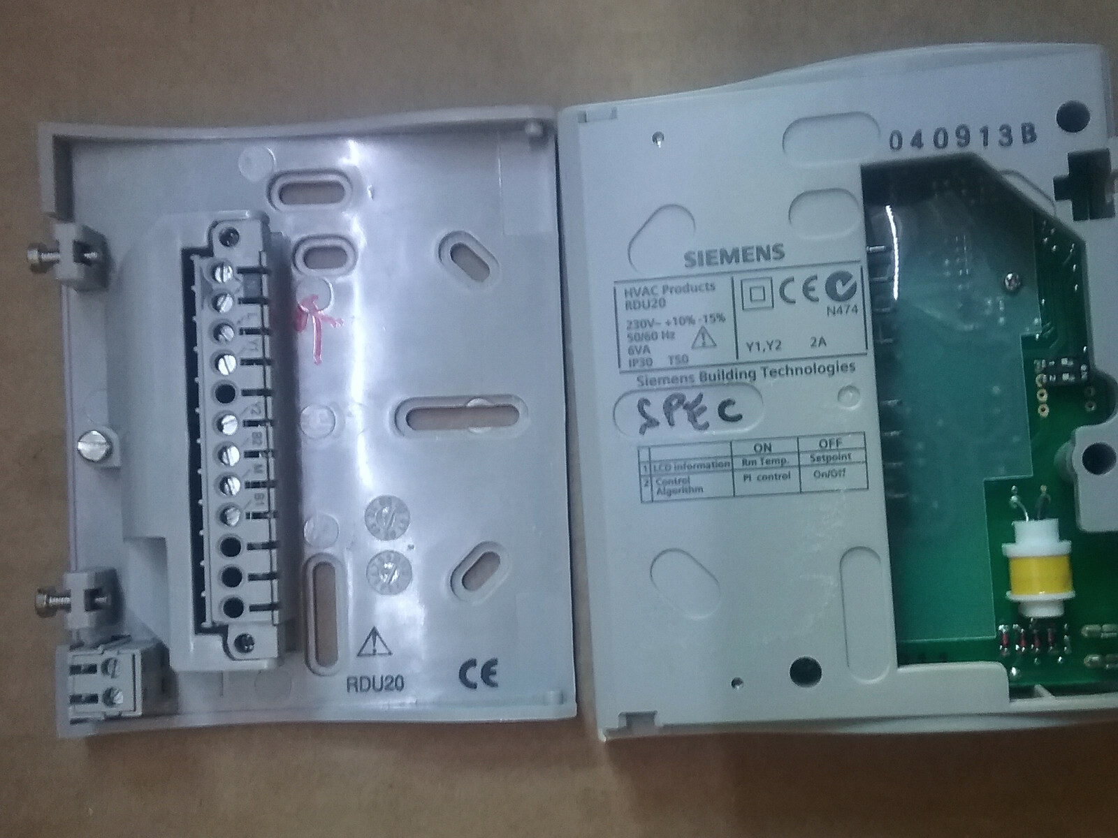 RDU20, Siemens Room Temperature Controller w/ LCD for Heating Cooling ...