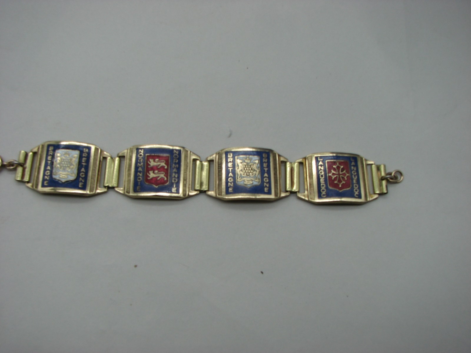 Antique Brass Enamel Souvenir Bracelet French Regions Coats of Arms | eBay