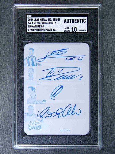 2024 Leaf Metal Lionel Messi/Cristiano Ronaldo Quad Auto Cyan Printing ...