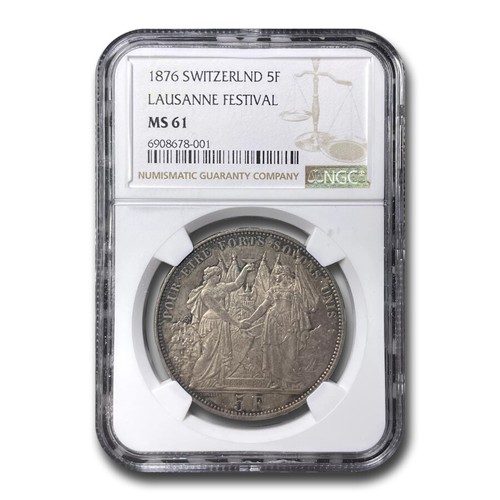 1876 Switzerland Silver 5 Francs Shooting Thaler MS-61 NGC | eBay