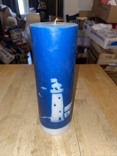 Bullfrog Light Co. Pillar Candle Lighthouse Blue 9" | eBay