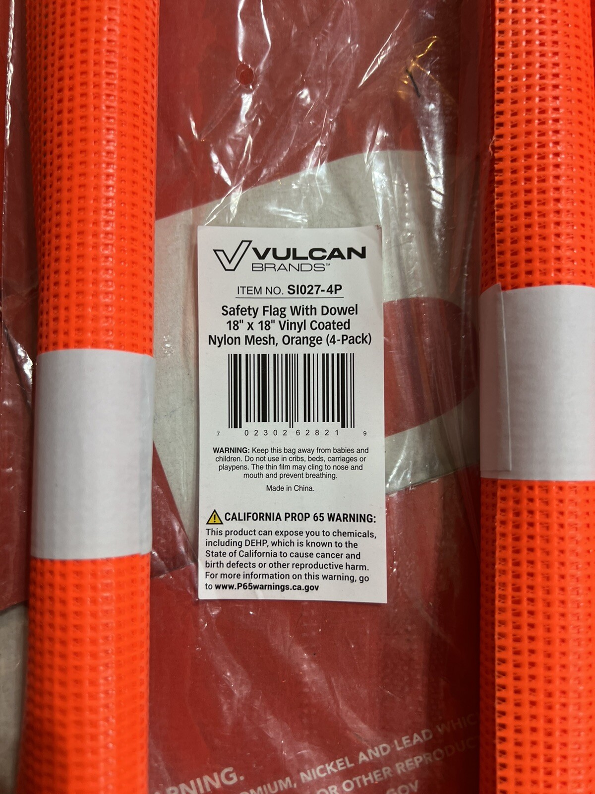 Vulcan Safety Flag With Dowel - Bright Orange - Vinyl Coated Nylon Mesh ...