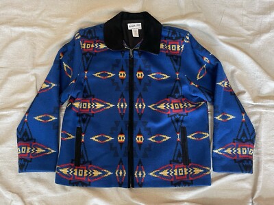 Vtg Pendleton Aztec Navajo Jacket Large Southwestern Wool Leather | eBay