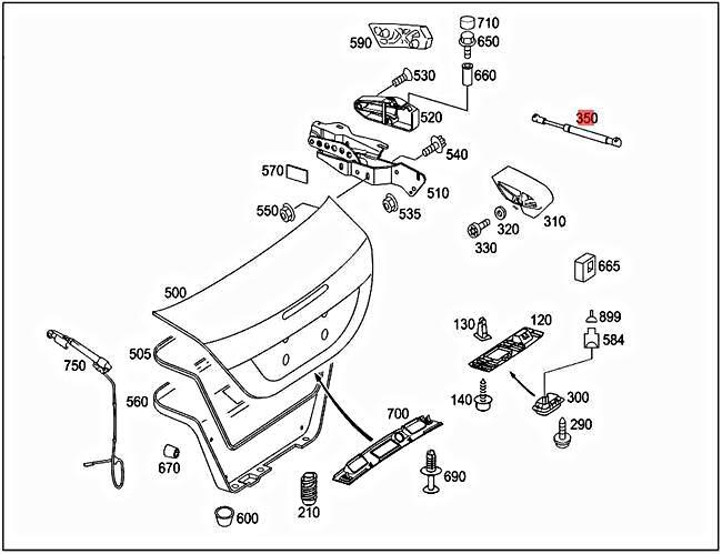 Genuine MERCEDES A209 W209 Cabrio On rear lid Gas-operated spring ...