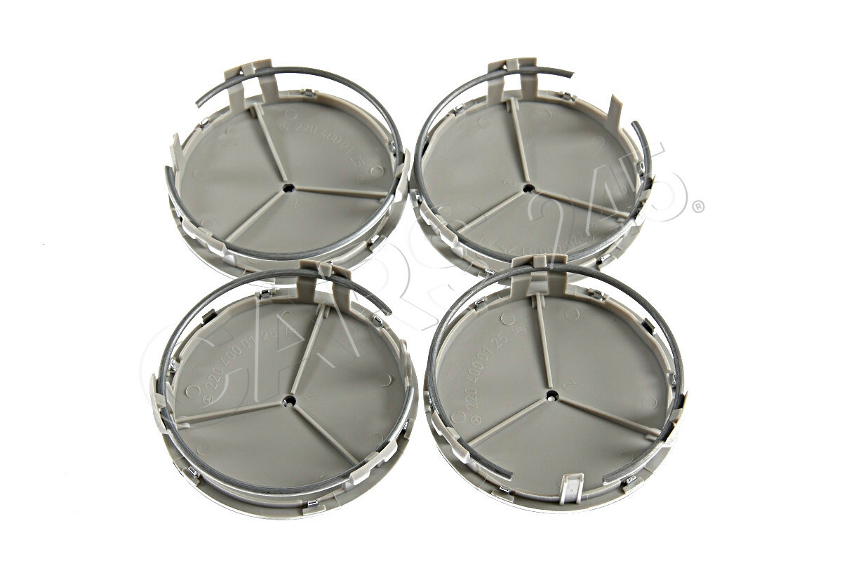 Genuine Wheel Center Hub Cap Star Silver Chrome Covers 4x SET MERCEDES ...