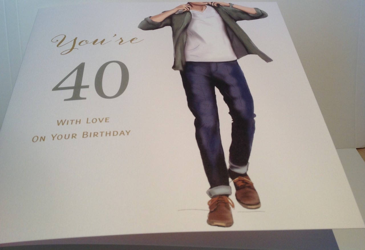 LARGE Happy 40th Birthday Greeting Card For Men by Mary Kirkham | eBay UK
