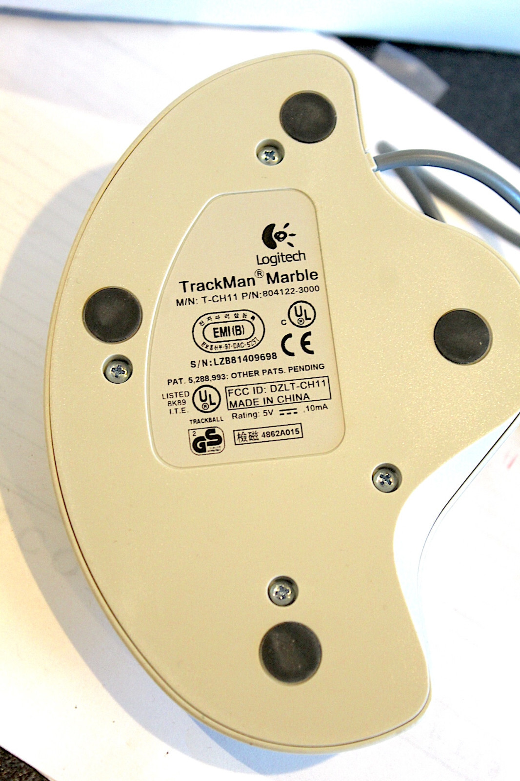 Logitech Trackman Marble Trackball Ps2 Corded Mouse T-ch11 for sale ...