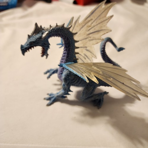 2010 Safari Ltd ICE DRAGON Figure Blue Purple Silver Fantasy 5" Dragon ...