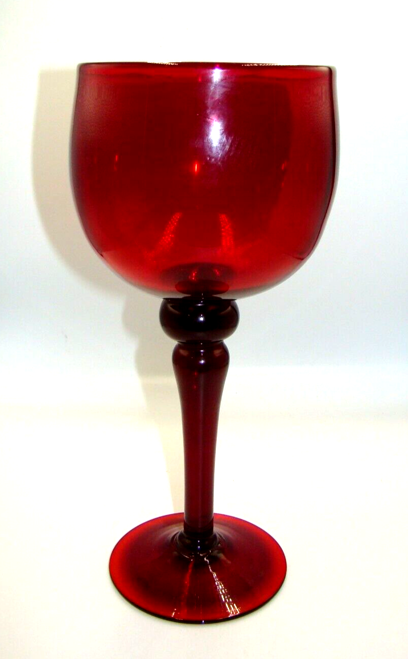 Vintage Blenko 413L Ruby Red Giant Goblet | eBay