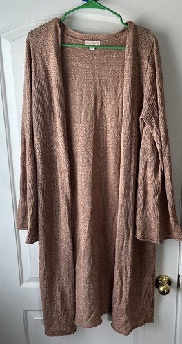 Knox Rose Cardigan Sweater Womens Large Brown Boho Tie Front Long ...