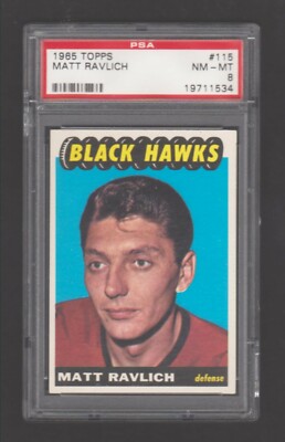 1965 TOPPS #115 MATT RAVLICH RC CHICAGO BLACK HAWKS PSA 8 1965-66 | eBay
