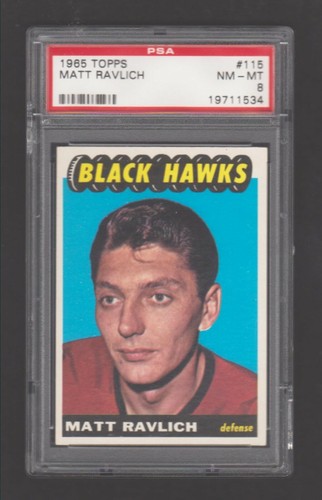 1965 TOPPS #115 MATT RAVLICH RC CHICAGO BLACK HAWKS PSA 8 1965-66 | eBay