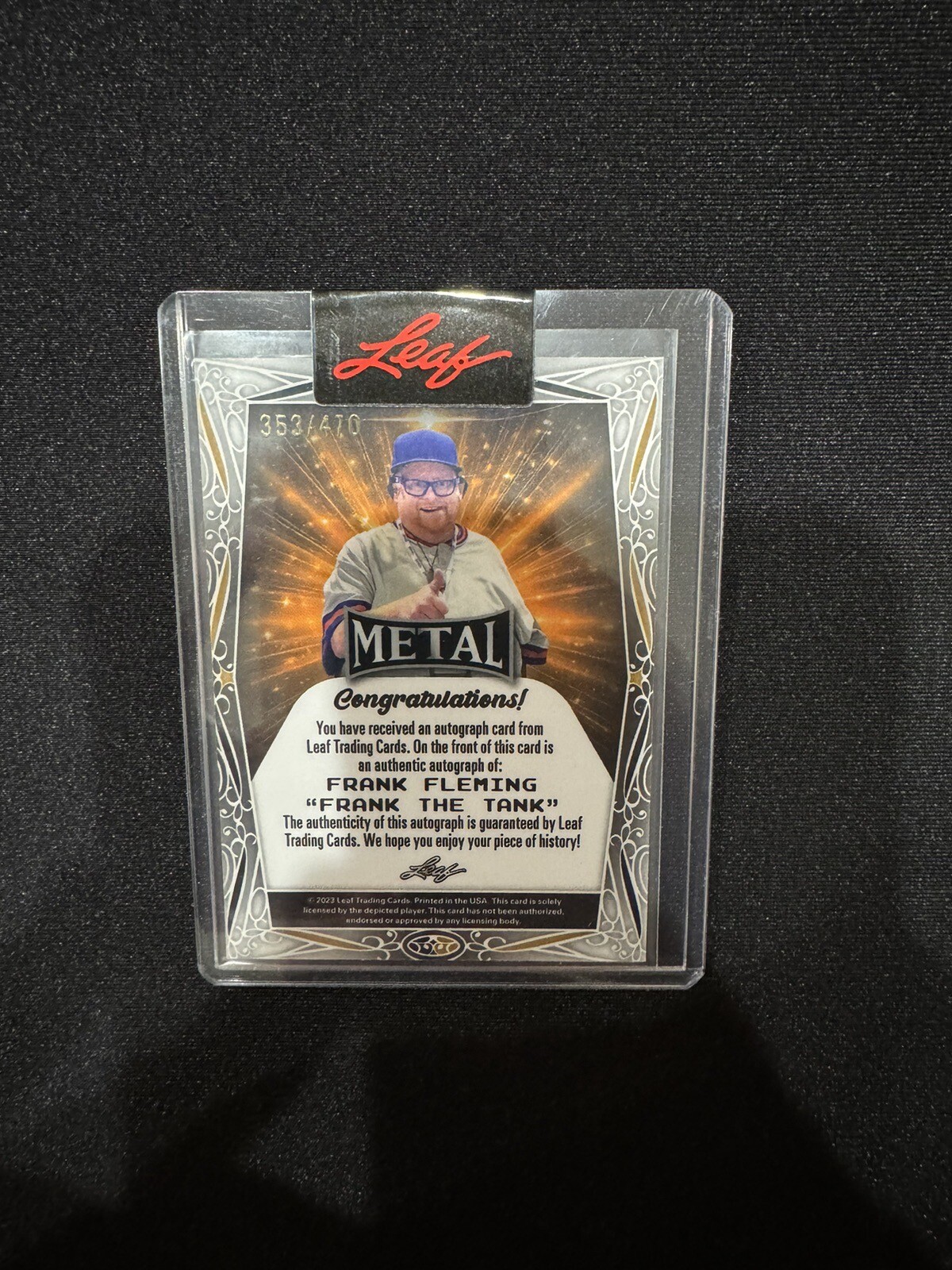 Frank 'The Tank' Fleming 2023 Leaf Metal Auto Barstool Clean Autograph ...