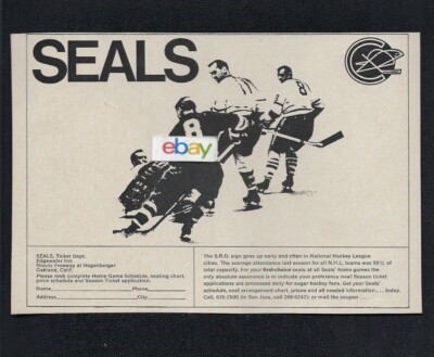 SAN FRANCISCO BAY AREA OAKLAND & SAN FRANCISCO SEALS HOCKEY TEAM 1967 ...
