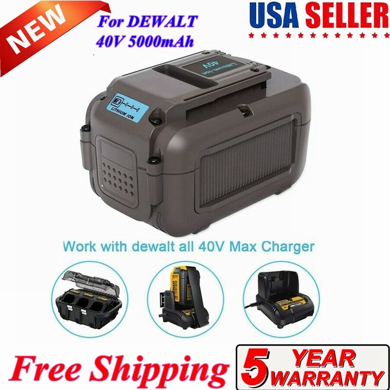 40V 5.0Ah Battery Replace for DEWALT DCB404 DCB406 DCB407 DCB114 40Volt ...