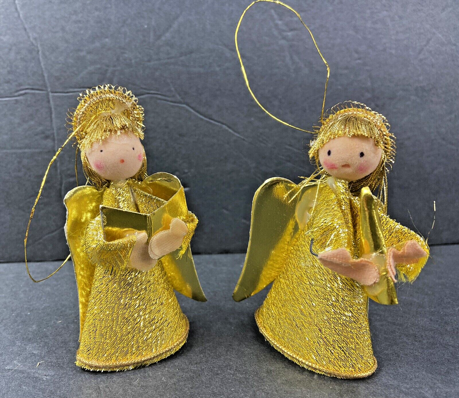 2 Vintage Cone Angel Ornaments Cardboard Japan Gold | eBay