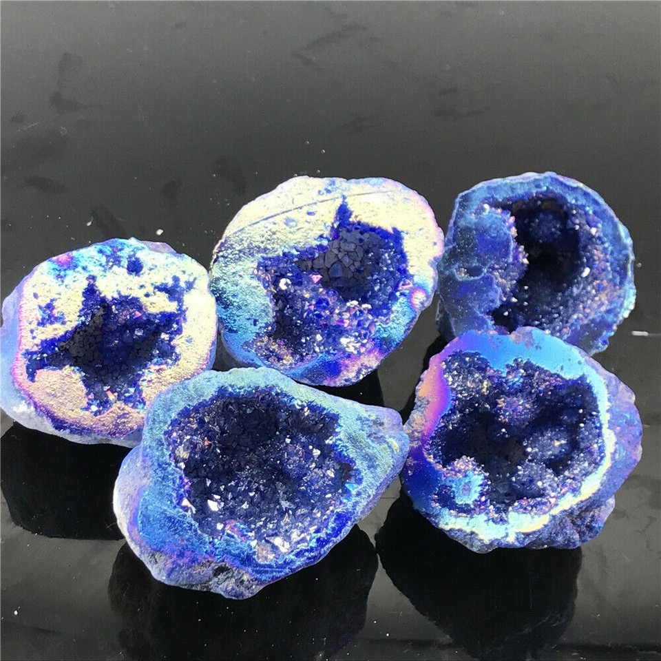 1pc Titanium Agate Geode Cluster - Rainbow Quartz Crystal Reiki Healing ...