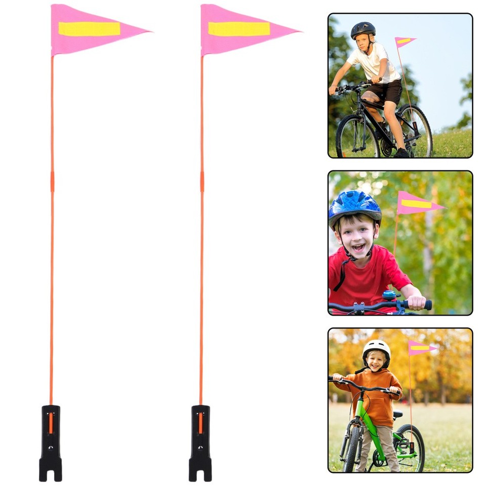 2pcs Bike Flag with Pole - High Visibility Flags with Heavy Duty ...