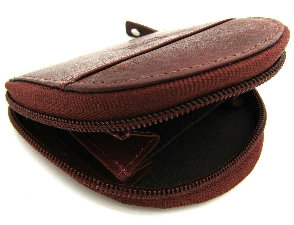 Unisex Real Premium Soft Leather Coin Pouch Zip Around Wallet Purse ...