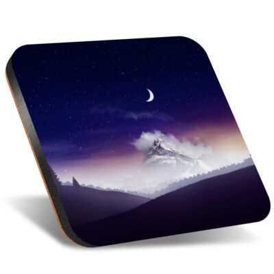 1x Square Coaster 12cm Twilight Fantasy Mountain Landscape #52329 | eBay UK