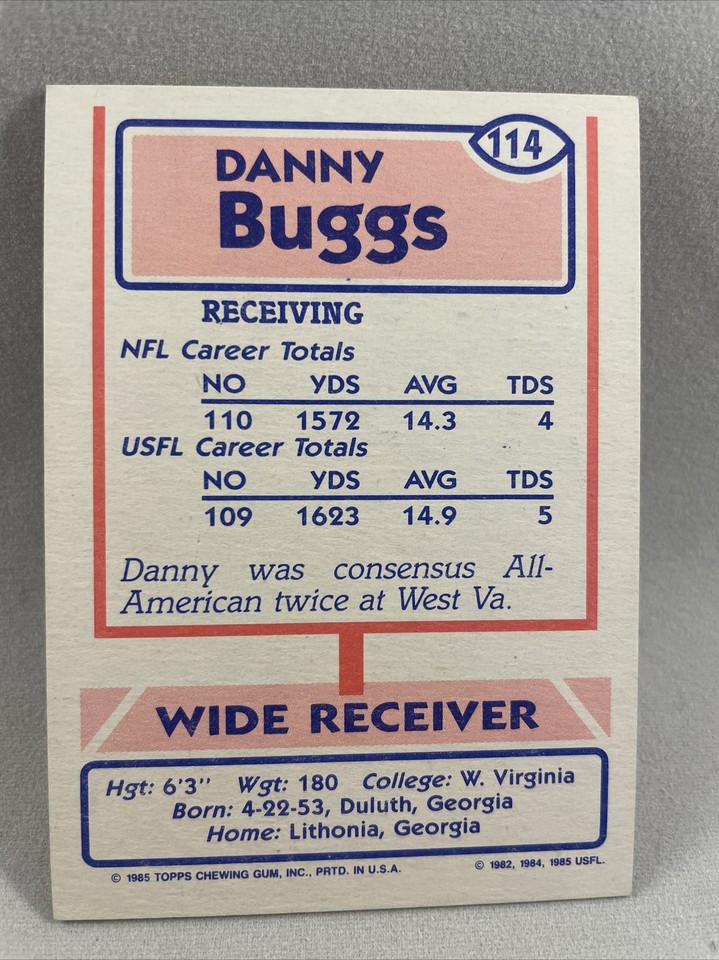 Danny Buggs -San Antonio Gunslingers- USFL Autographed Card -West ...