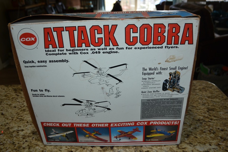 Used Cox Attack Cobra Helicopter BOX, INSTRUCTIONS & DECALS # 436276 ...