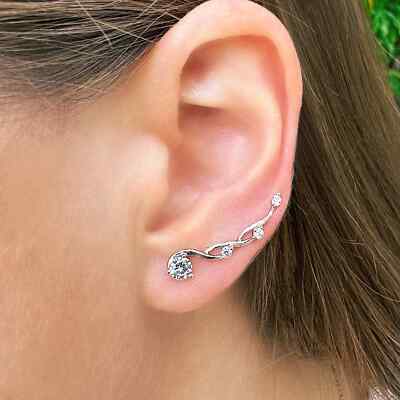 INFINITY EAR CLIMBERS WITH CZ DIAMONDS - STERLING SILVER 925 | eBay