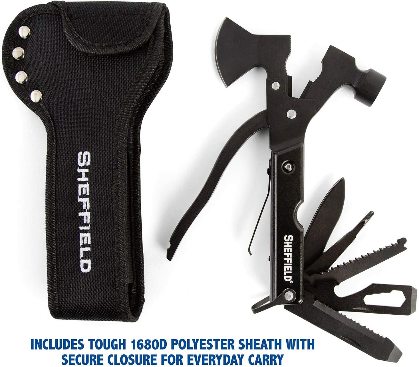 14-IN-1 MULTI-TOOL SHEFFIELD CAMPING HATCHET AXE KNIFE HAMMER PLIERS ...