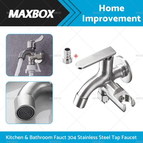 Kitchen & Bathroom Fauct 304 Stainless Steel Tap Faucet Wall Two Way ...
