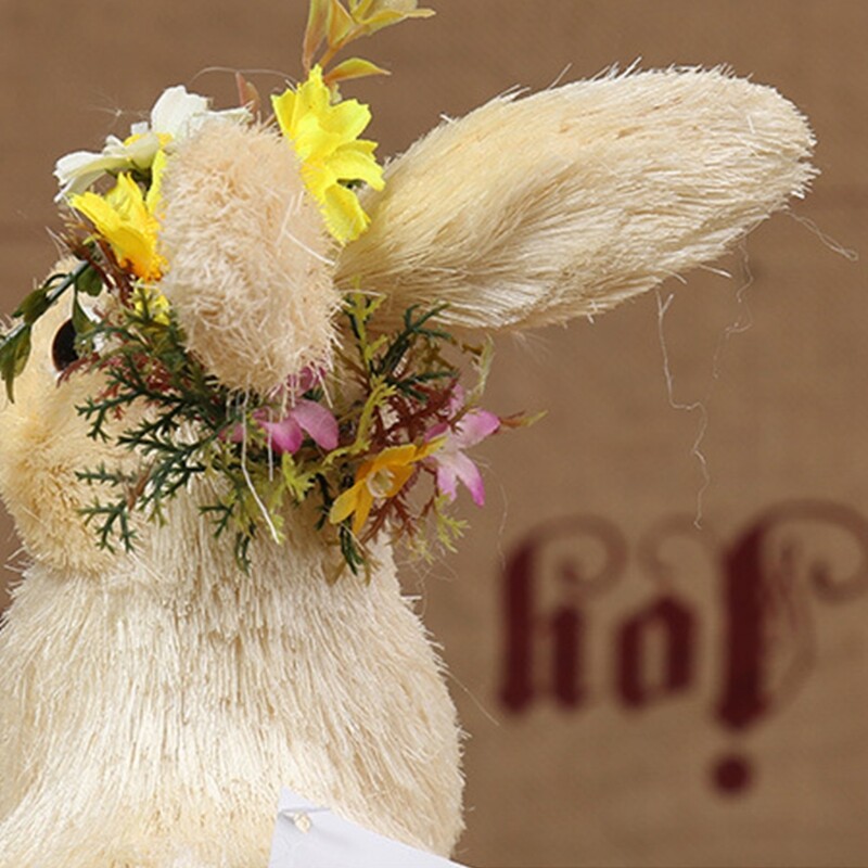 Straw Easter Rabbit Figurines Handmade Woven Desktop Ornaments | eBay