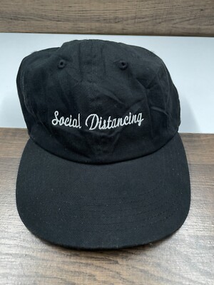 New-Hattan Social Distancing Logo Black Hat Cap Embroidered Strap Back ...