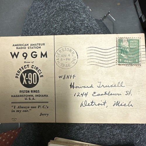 Vintage 1940’s QSL Ham Radio Card With RARE 1 Cent George Washington ...