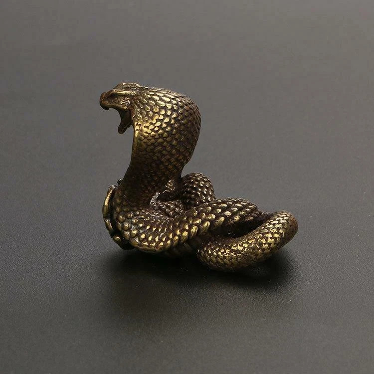Antique Solid copper cobra figurine brass statue bronze snake sculpture ...