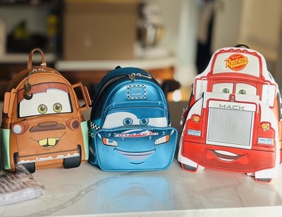 Loungefly Pixar Cars Backpack Bundle Mater, Mack , Dinoco Blue McQueen ...